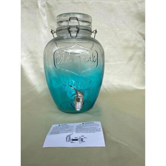Other | Blue Clear Glass Canister For Kitchen Mason Jar Style With ...